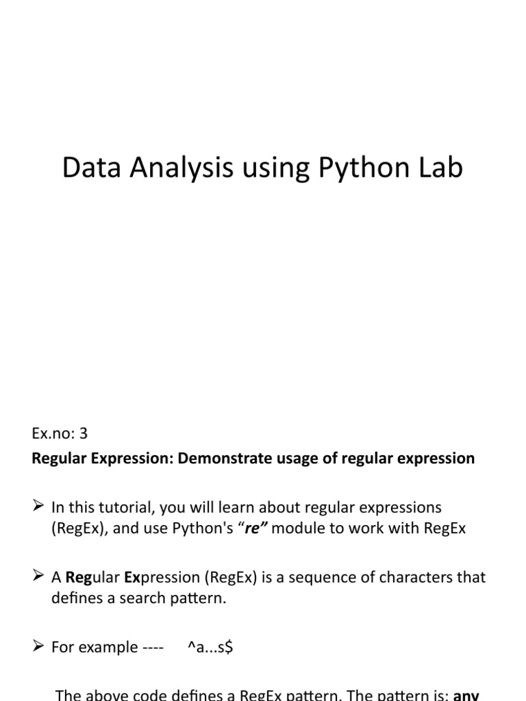 Data Analysis Using Python Lab Ex3 | PDF | Regular Expression | Computer Engineering