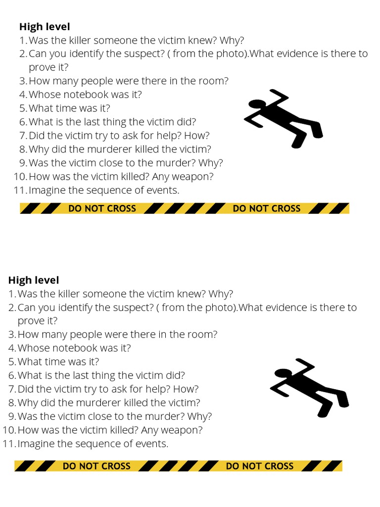 Crime Scene questions - High level.pdf | PDF