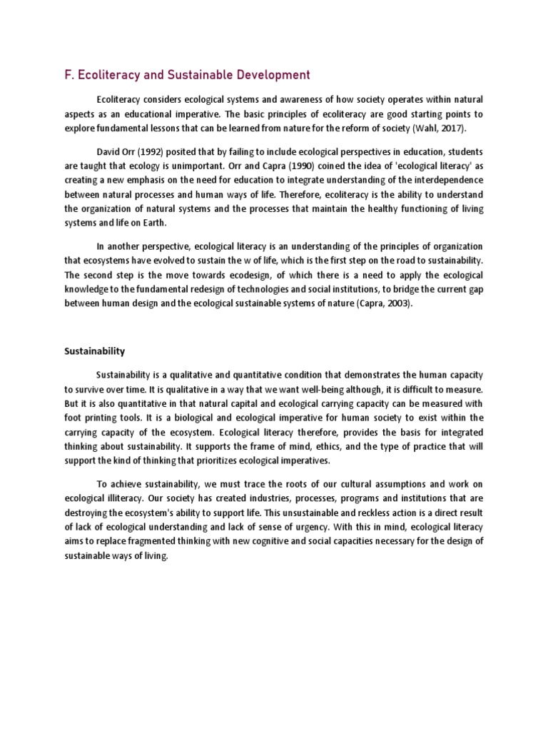 Ecoliteracy and Arts Creativity | PDF | Sustainability | Creativity