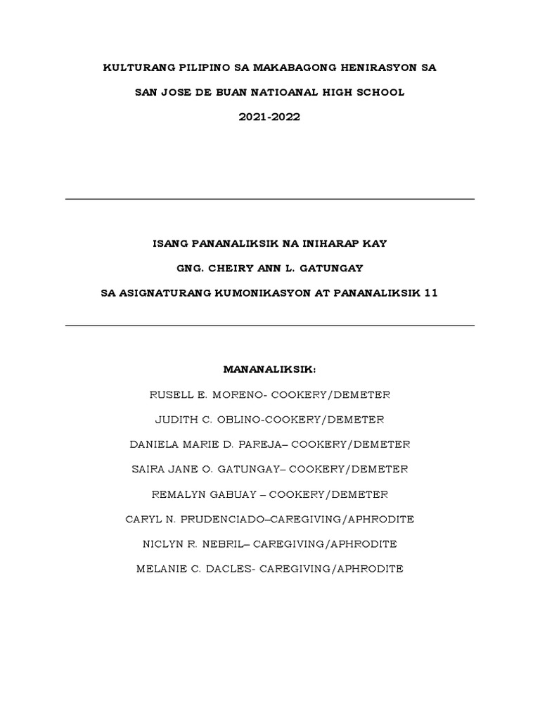 FILIPINO RESEARCH 11 (Rusell) | PDF