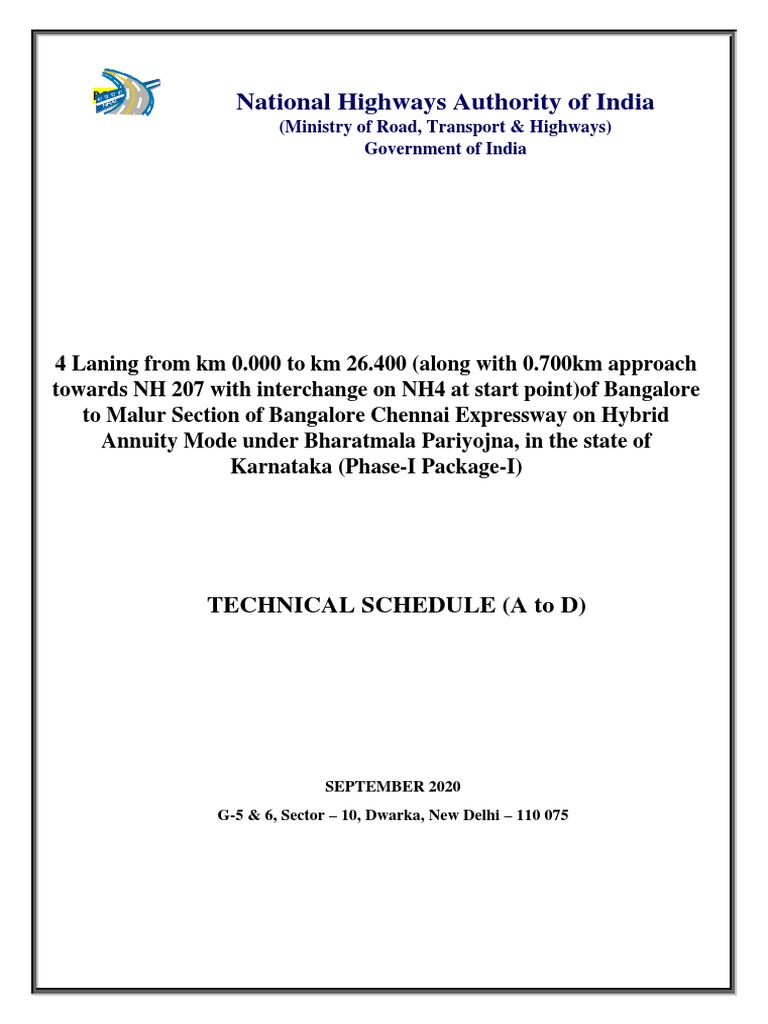 Technical Schedules (A To D) - BCE - PH 1 - PKG 1 | PDF | Controlled Access Highway ...