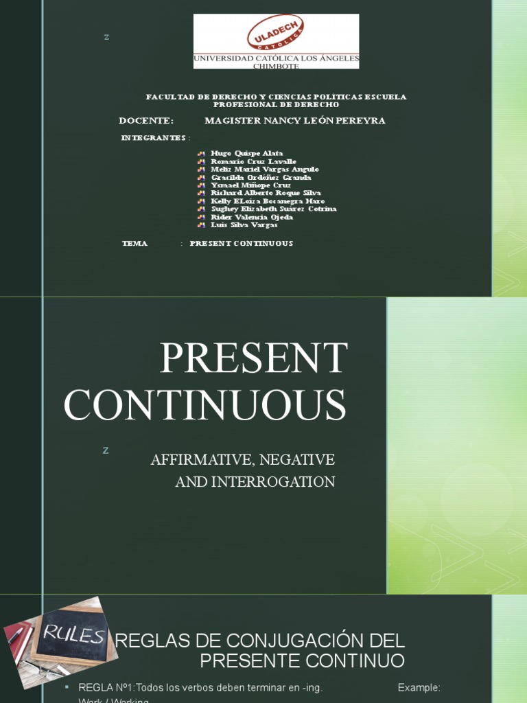 Reglas y estructuras del Presente Continuo en inglés | PDF | Morfología ...