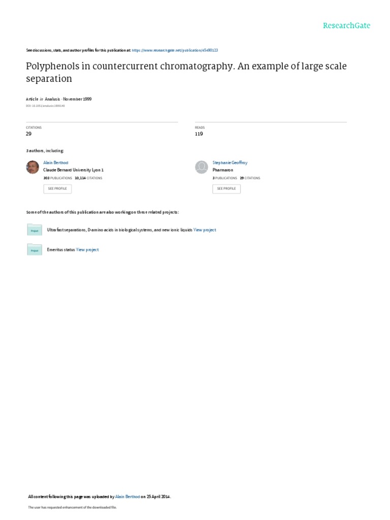 Important Polyphenols in Countercurrent Chromatography PDF | PDF ...
