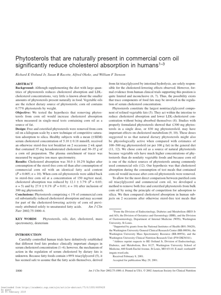 Important Phytosterols That Are Naturally Present in Commercial Corn ...