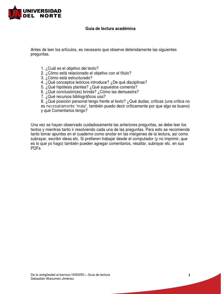 Leer Antes de Leer Los Artículos - Guia de Lectura PDF | PDF