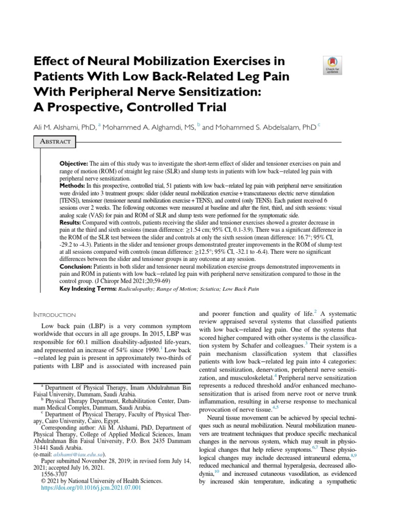 Effect of Neural Mobilization Exercises in Patients With Low Back ...