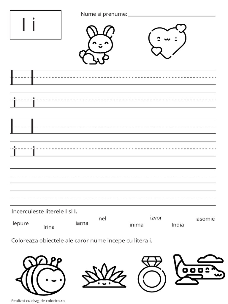 Fisa de Lucru Litera I Colorica PDF | PDF
