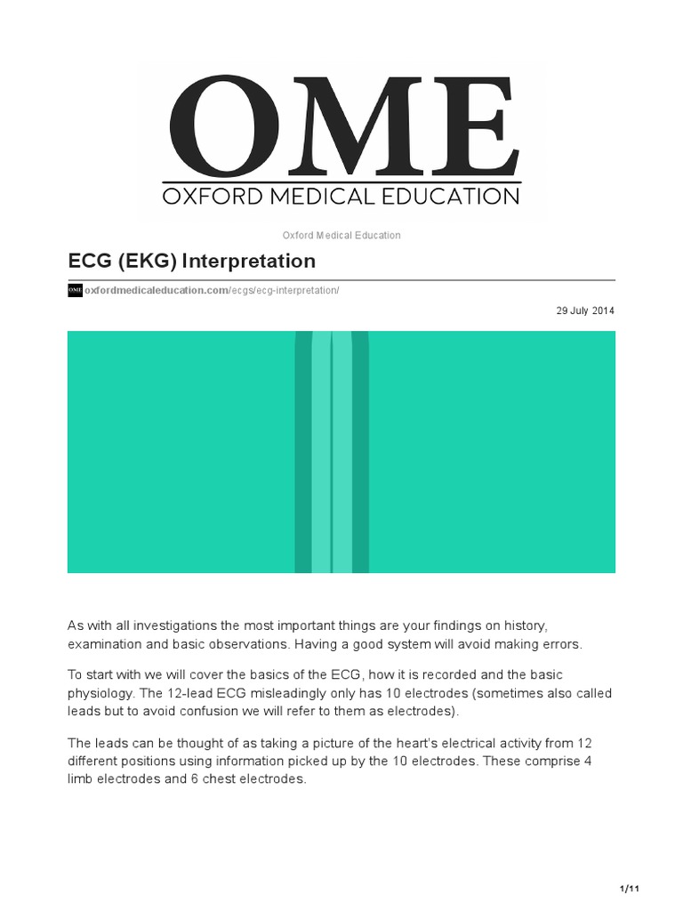 ECG EKG Interpretation | PDF | Electrocardiography | Clinical Medicine