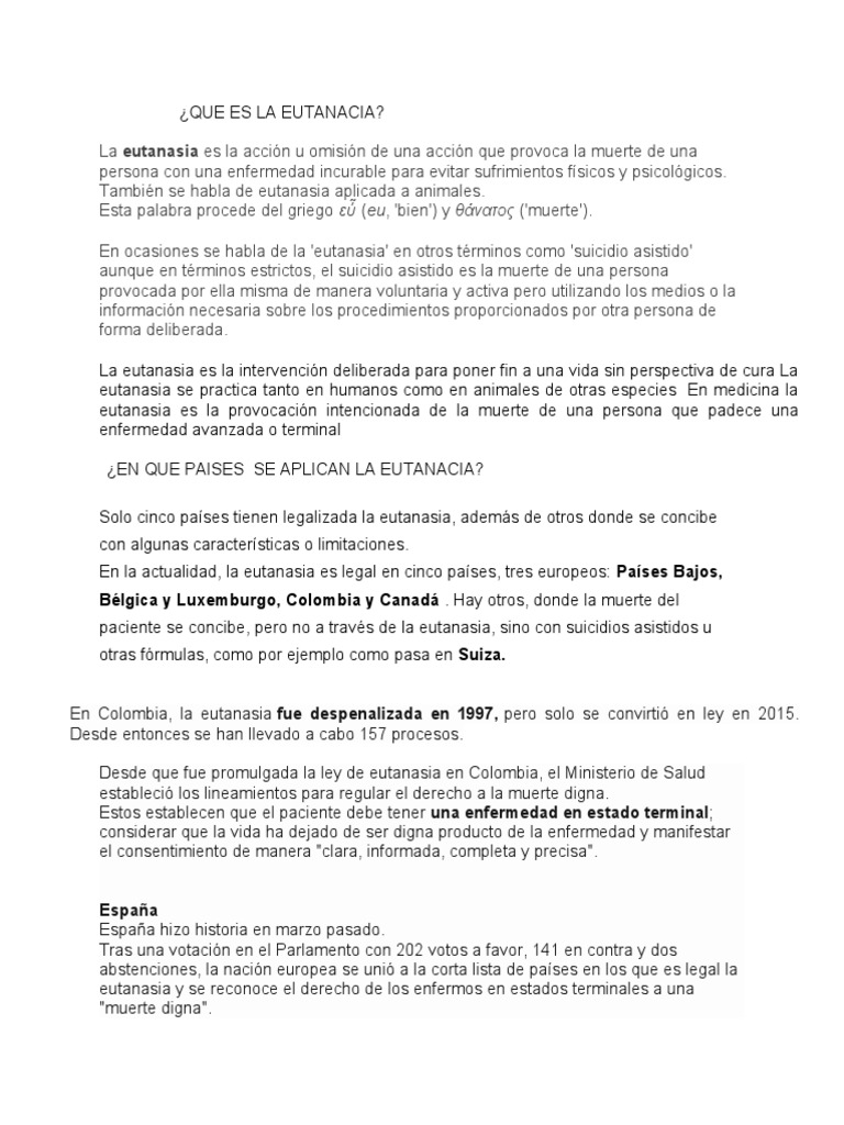 Una explicación completa sobre la eutanasia: qué es, en qué países es ...