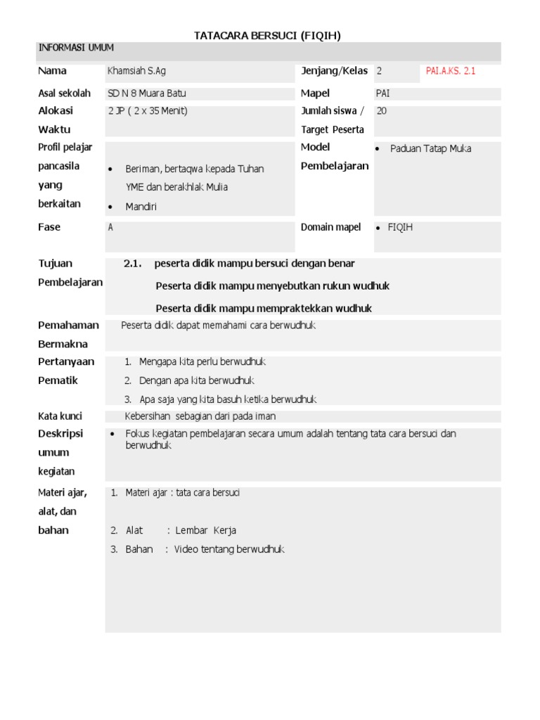 Tata Cara Berwudhuk yang Benar | PDF