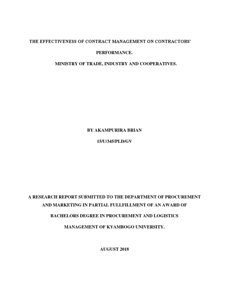 The Effectiveness of Contract Management PDF | PDF | Procurement | Performance Indicator