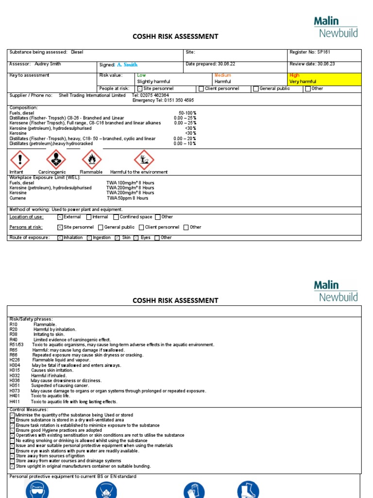 Diesel COSHH | PDF | Kerosene | Water