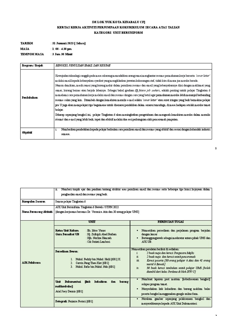 Kertas Kerja Program Ub | PDF