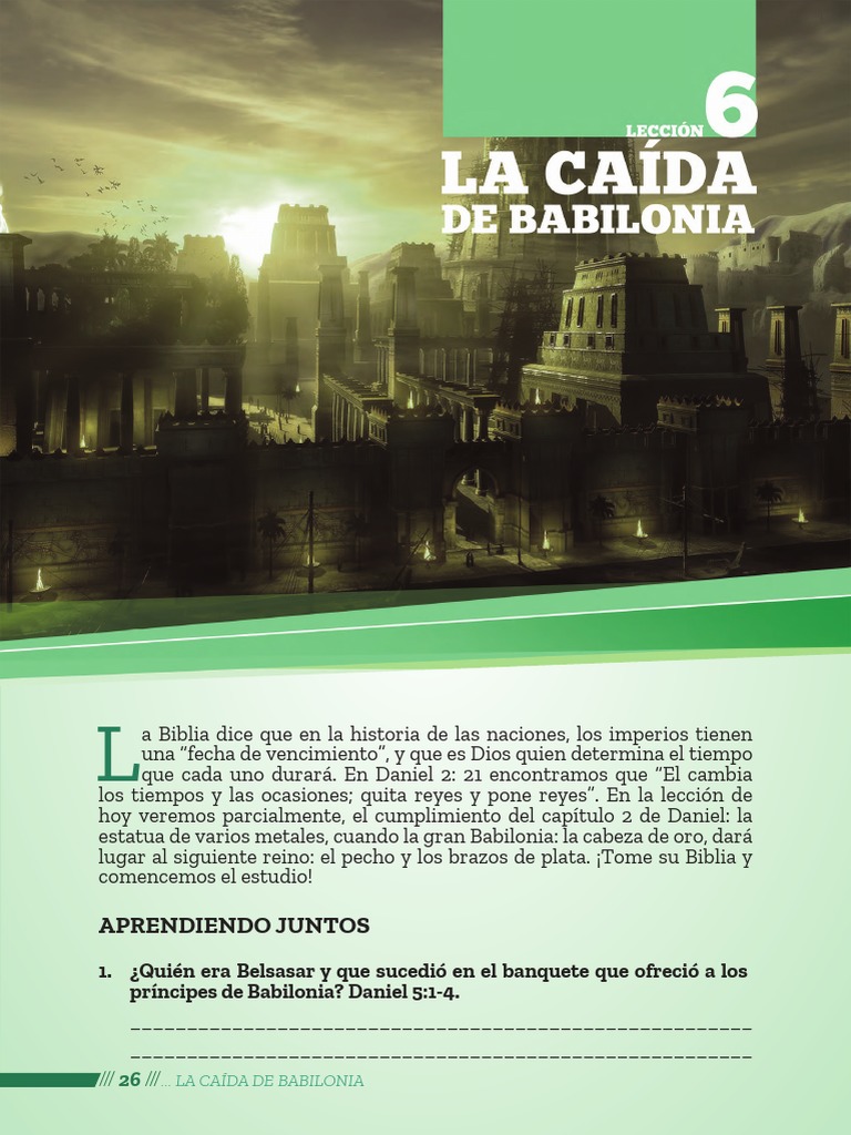 Lección 6 La Caida Pe Babilonia Pdf Daniel Figura Bíblica Babilonia