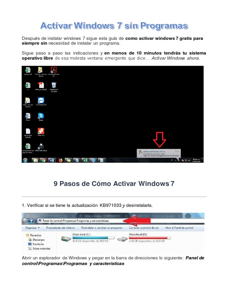 Activar Windows 7 Sin Programas PDF | PDF | Windows 7 | Microsoft Windows