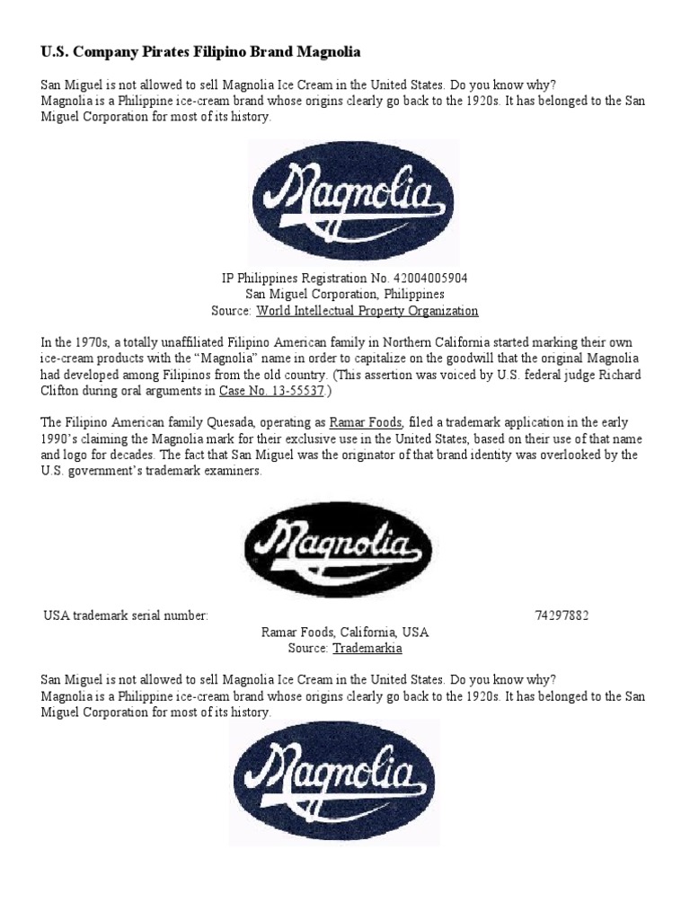 Magnolia Brand Trademark Dispute | PDF | San Miguel Corporation