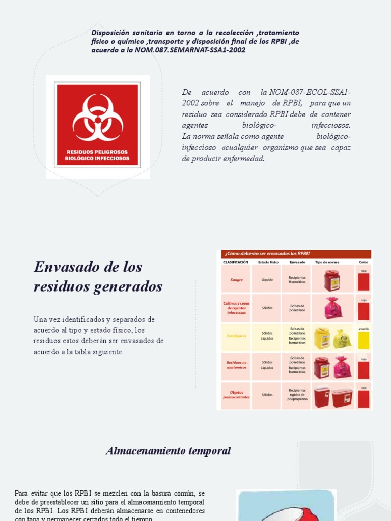 Manejo y disposición de RPBI según NOM-087 | PDF | Residuos