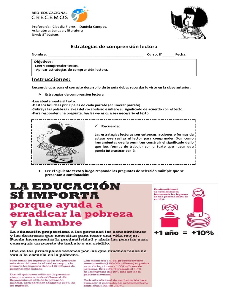 Guia 8° | PDF | Comprensión lectora | Pobreza