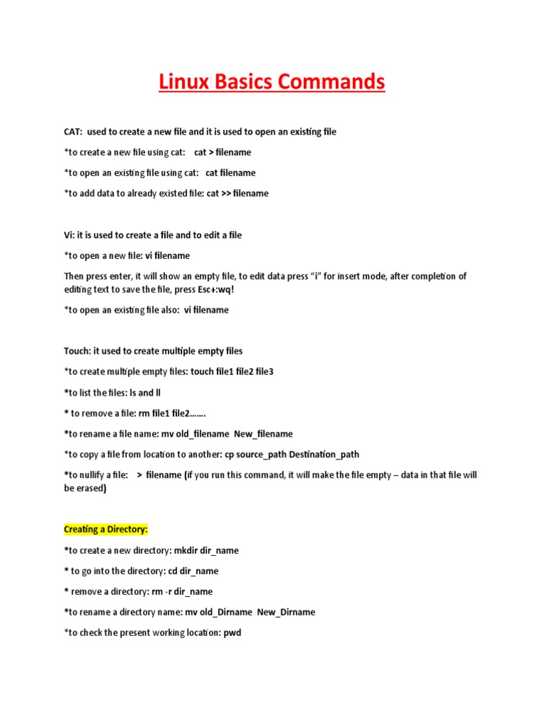 Linux Basics Commands Pdf Computer File User Computing 4843