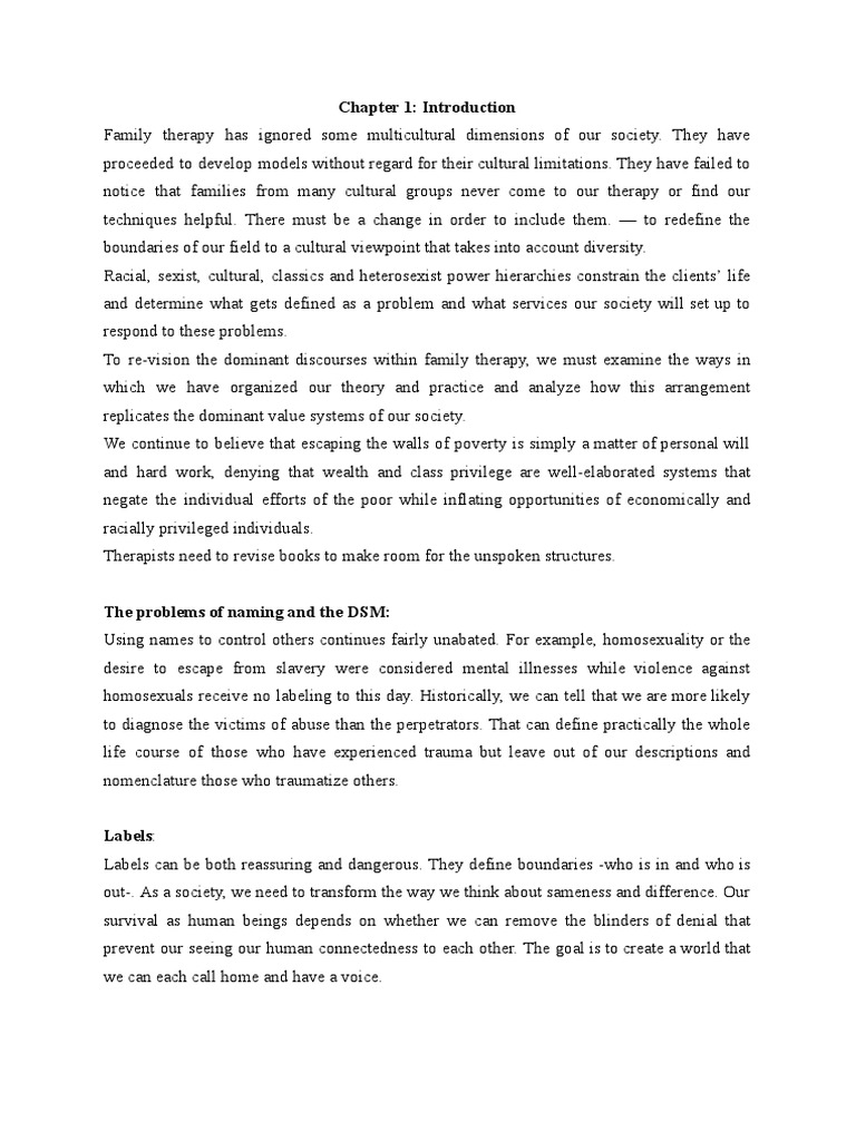 Revisioning Family Therapy Chapter1 | PDF
