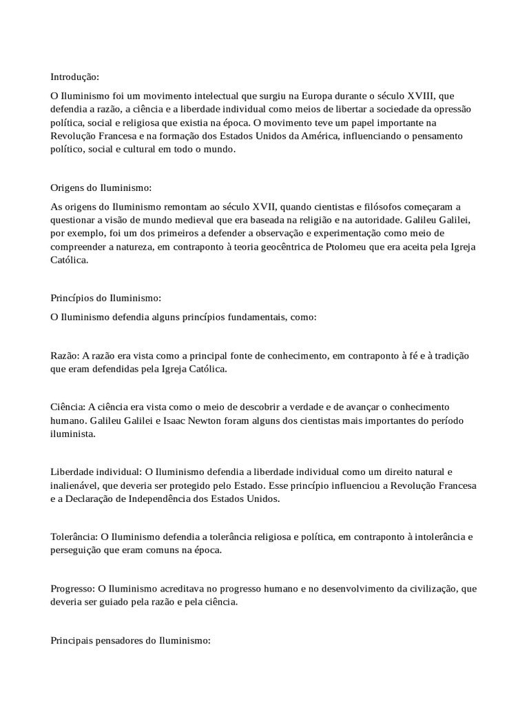 Iluminismo Resumo | Download grátis PDF | Iluminismo | Science