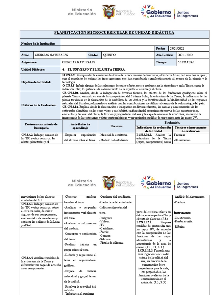 Pud U4 CCNN | PDF | Tierra | Evaluación