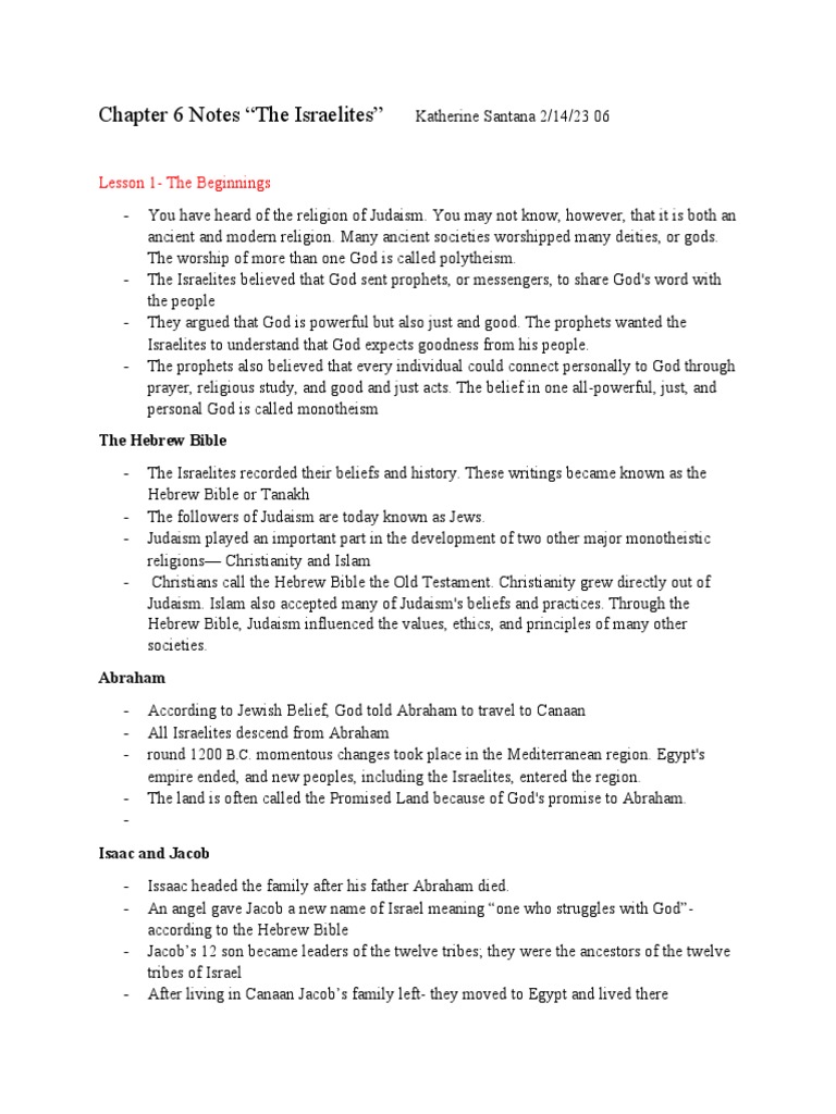 Chapter 6 Notes WH | PDF | Israelites | Pharisees