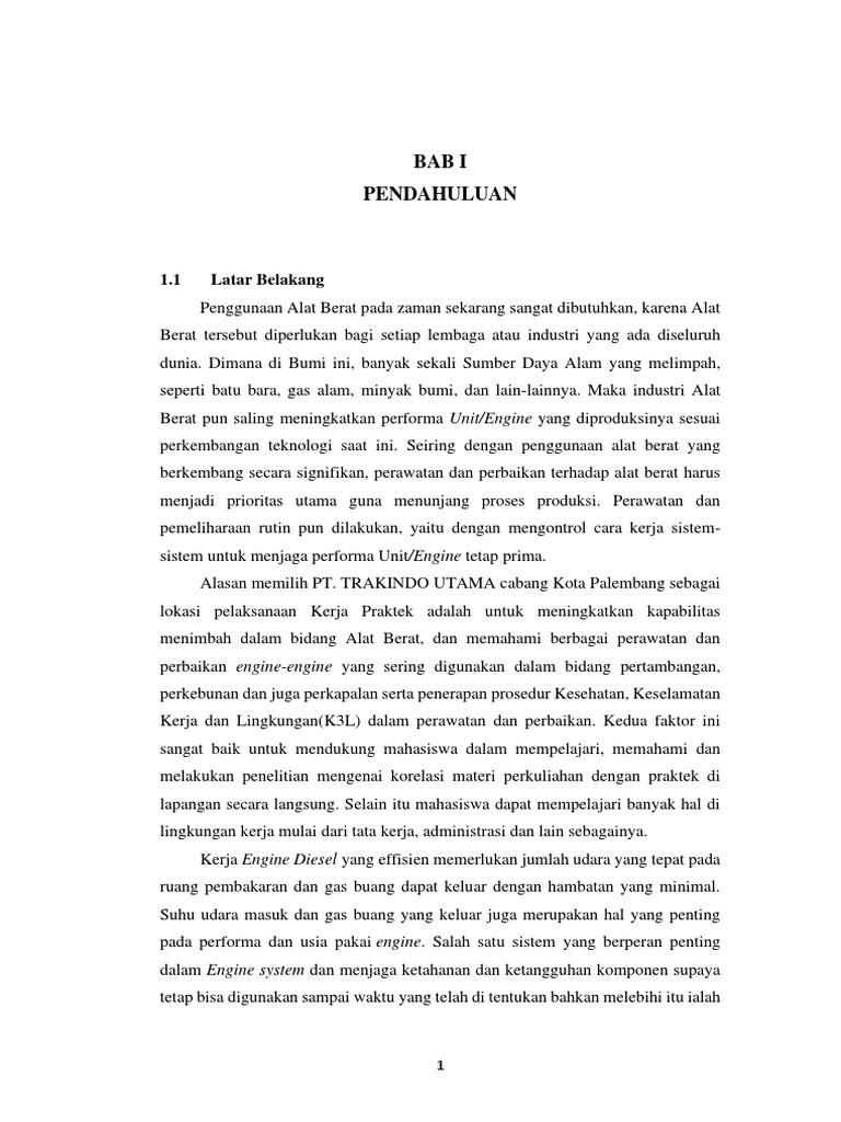 (BAB I) Troubleshoot Air Intake and Exhaust System C7.1 Unit Motor ...