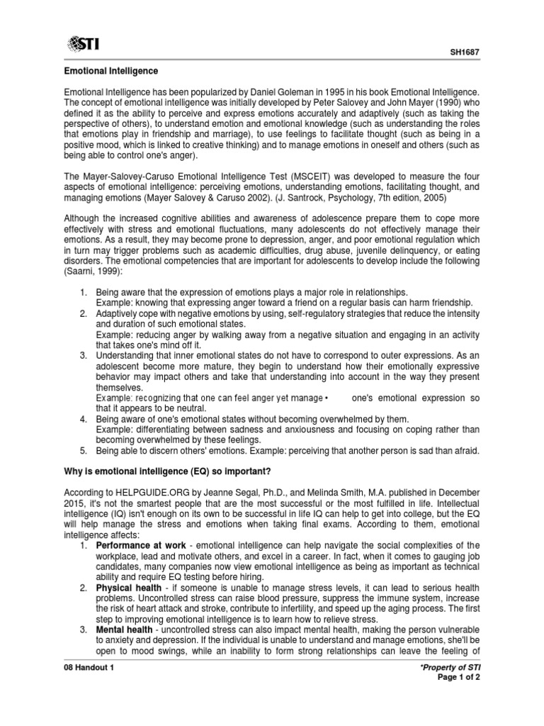 08 Handout 2 | PDF | Emotions | Emotional Intelligence