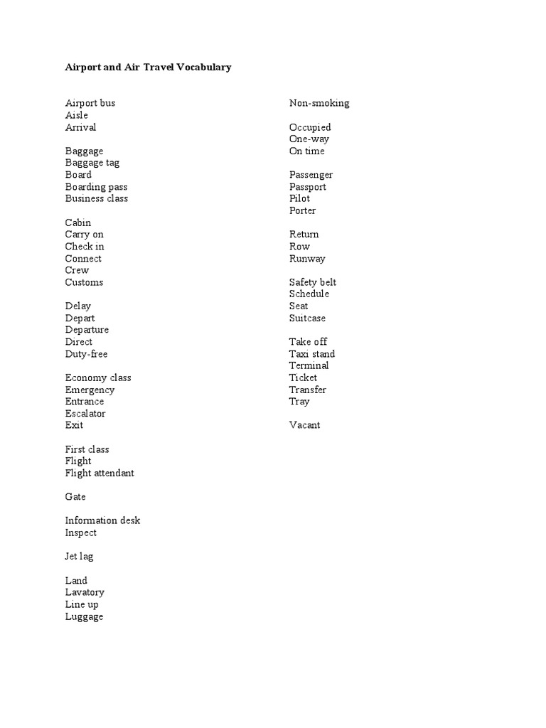 Airport and Airtravel - Vocabulary | PDF