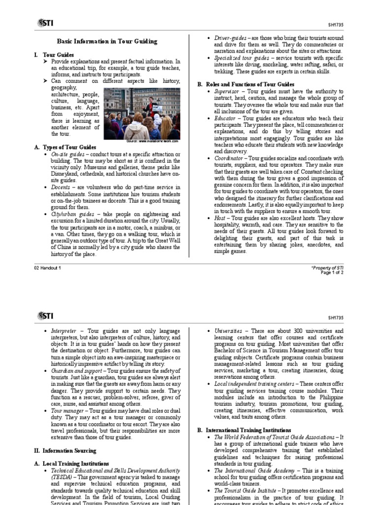 01 Tour Guiding and Escorting 1 | PDF | Tourism