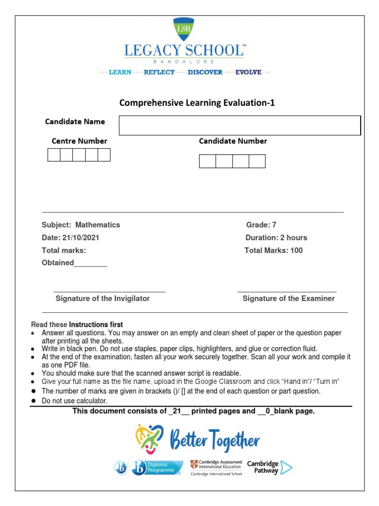 CLE-1 - Grade 7 - 2021-22 | PDF