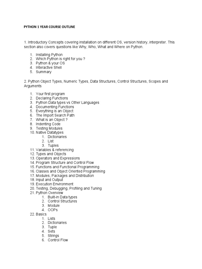 Python Year 1 Course Outline | PDF | Class (Computer Programming) | Python (Programming Language)