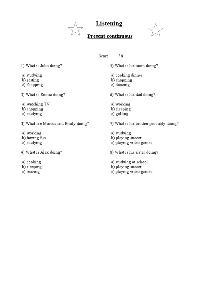 Listening Present Continuous | PDF