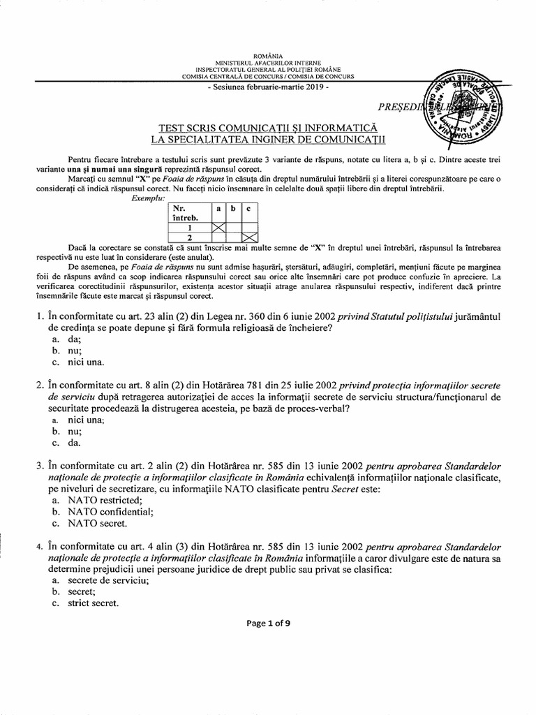 Test - Dcti - Inginer de Comunicatii | PDF