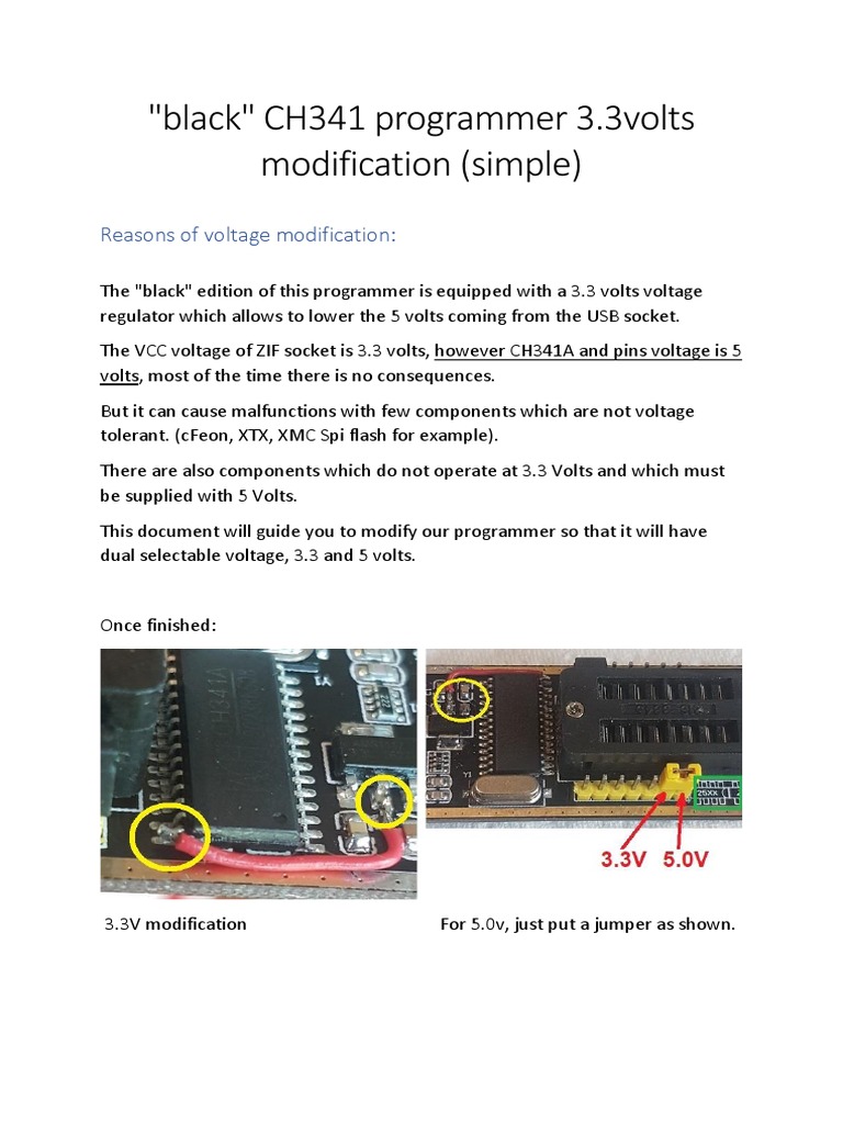 CH341 Programmer Voltage Mod Guide | PDF