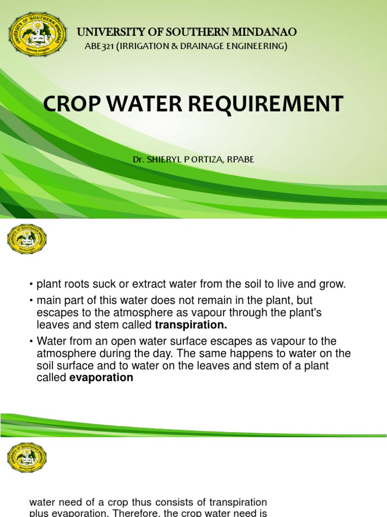 Crop Water Requirement and Irrigation Efficiencies: Key Concepts for ...