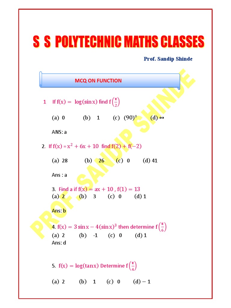 Maths Sem 2 PDF 2 PDF | PDF | Function (Mathematics) | Logarithm