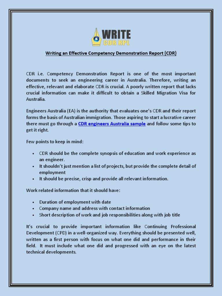 Effective CDR Writing for Australia Immigration | PDF | Experience ...