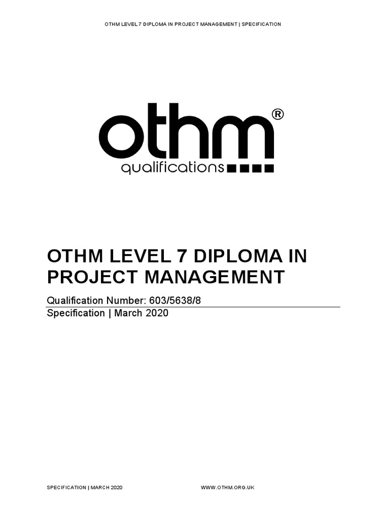 OTHM Level 7 Diploma in Project Management Spec 2020 05 PDF | PDF ...