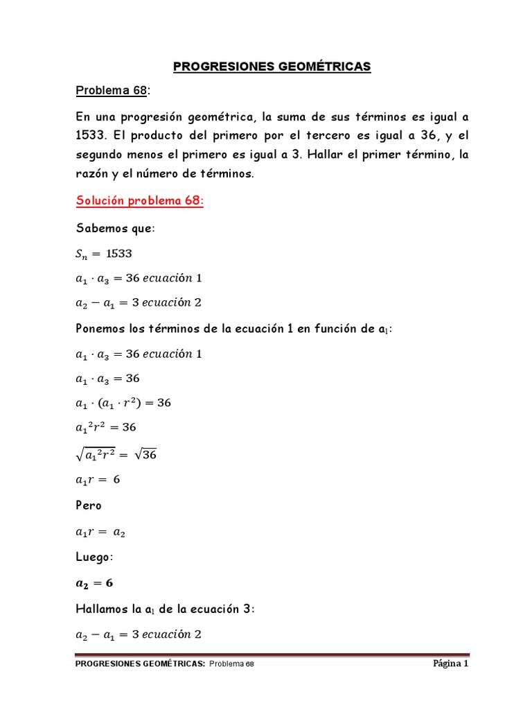 Solucion Progresiones Geometricas 68 PDF | PDF