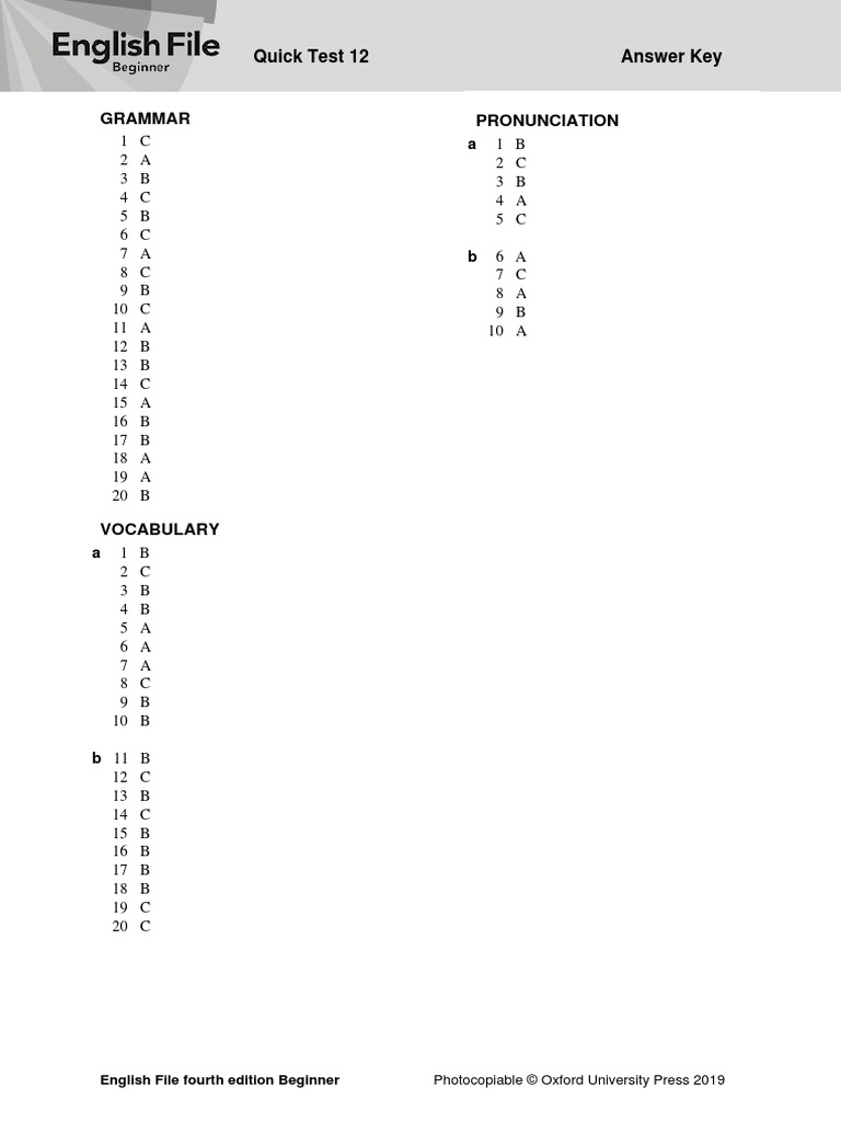 EF4e Beg Quicktest 12 AK | PDF