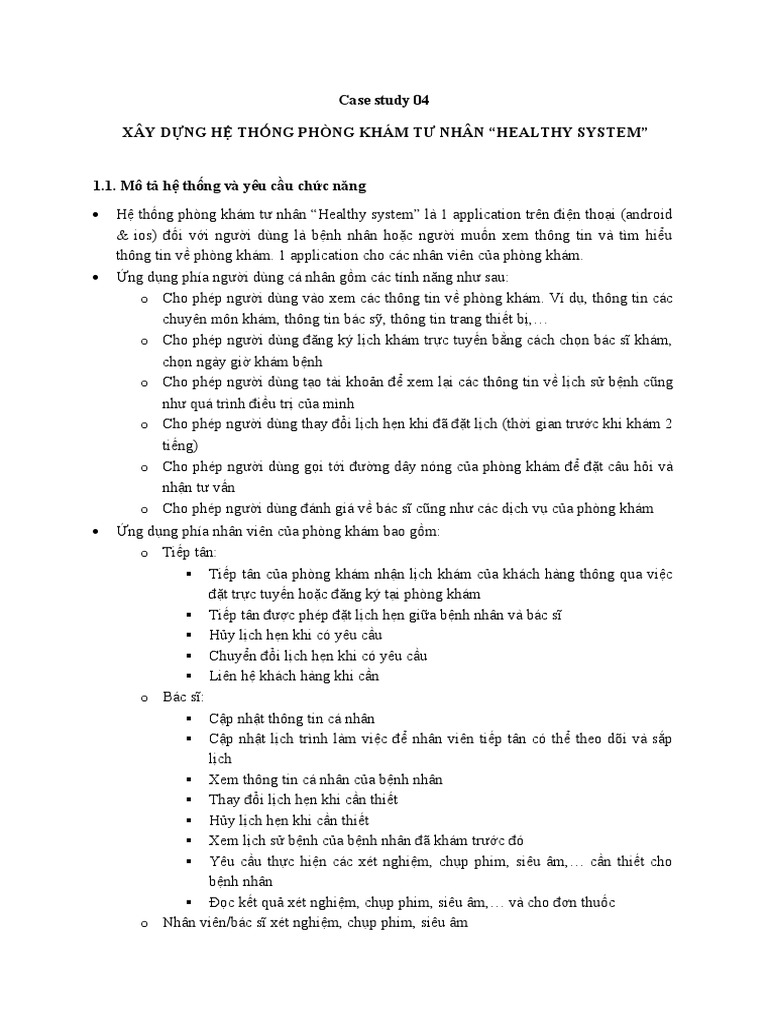 Case Study 04 - HeThongPhongKham | PDF