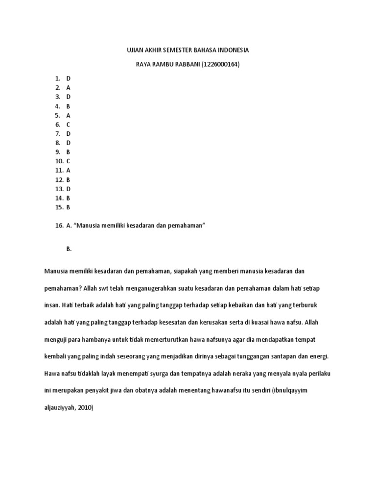 Uas Indonesia - 1226000164 - Raya Rambu Rabbani | PDF