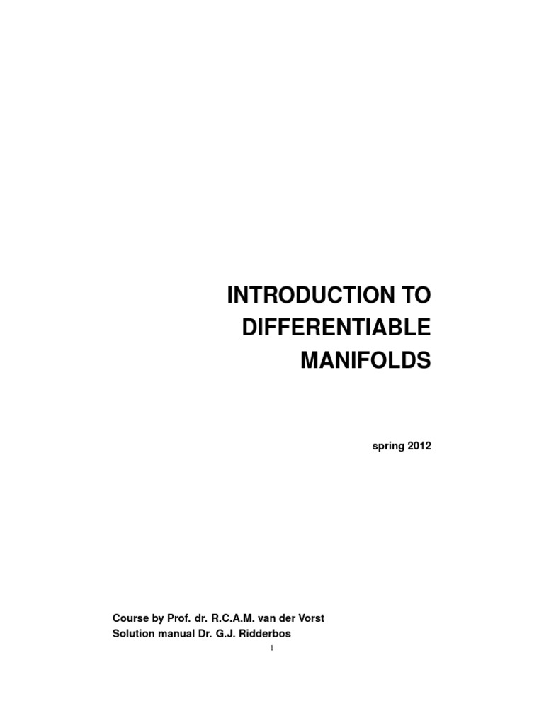 Introduction To Differantiable Manifolds-Notes-2012 PDF | PDF ...