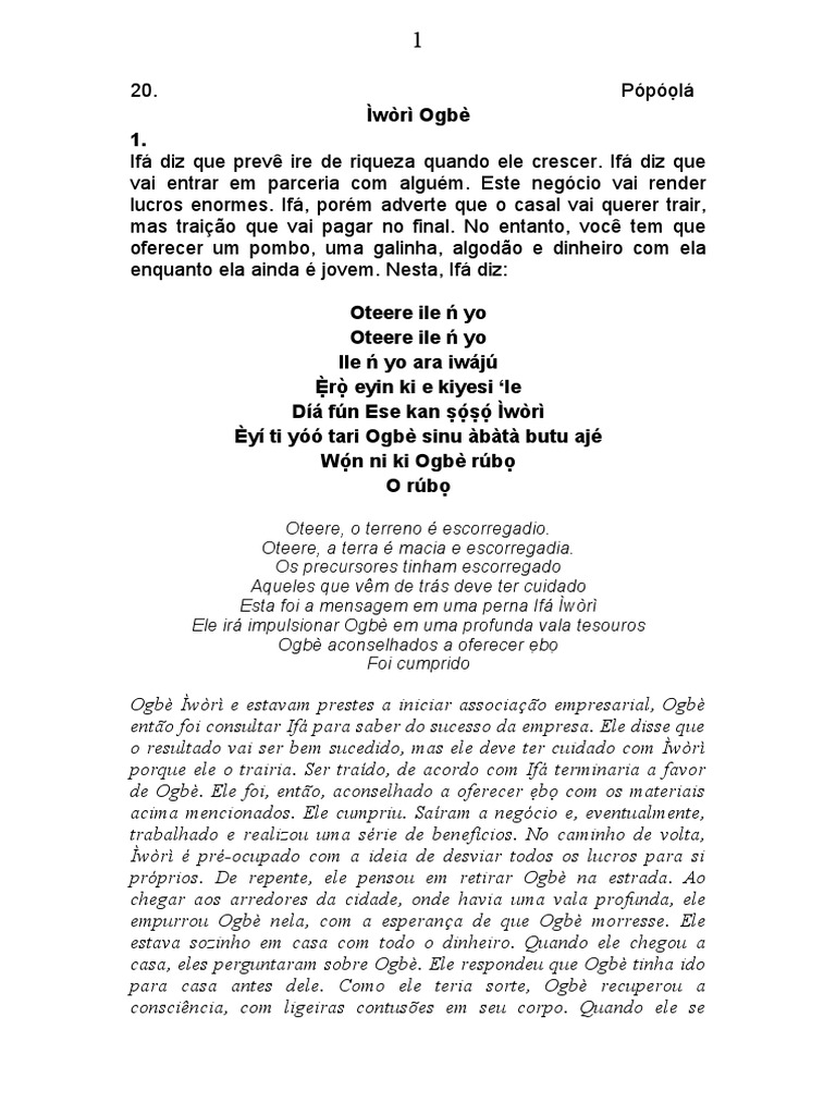 Ìwòrì Ogbè | PDF | Dinheiro
