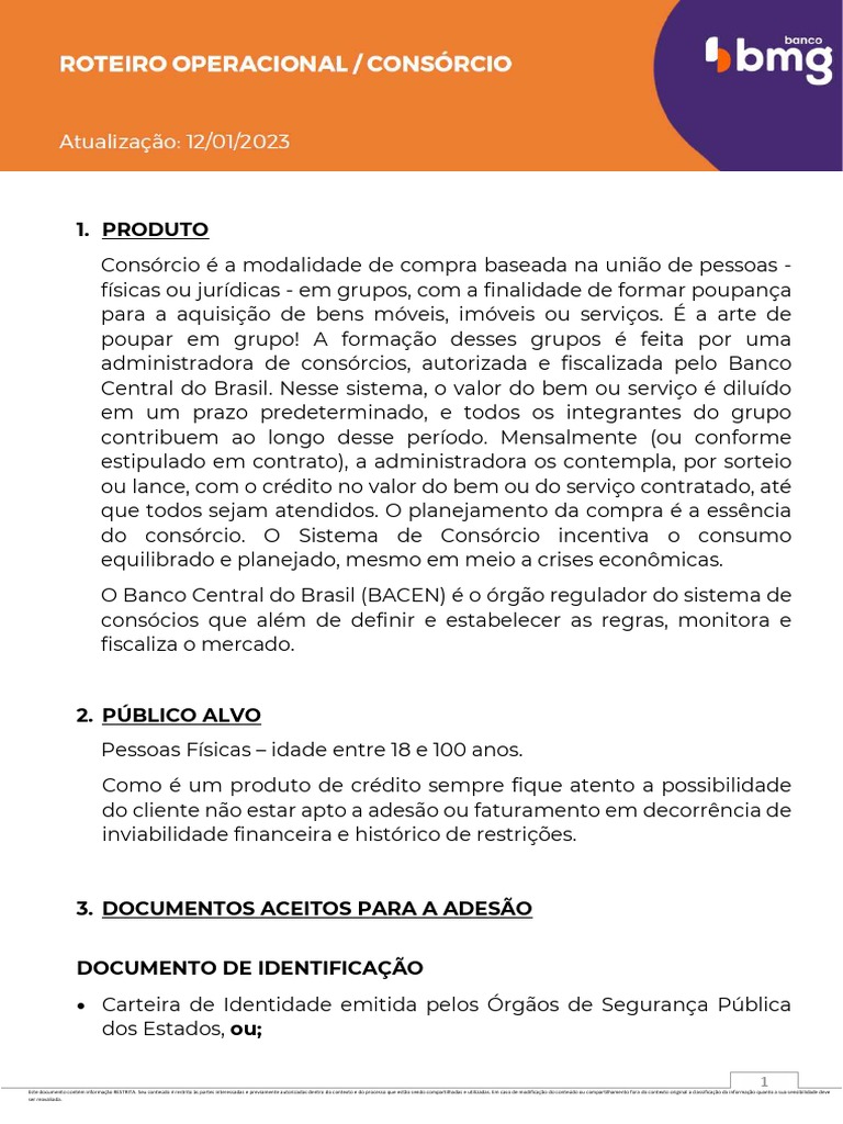 Consorcio BMG PDF | PDF | Consórcio | Crédito