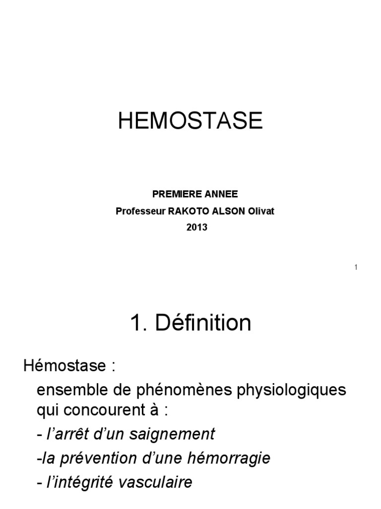 HEMOSTASE.ppt | PDF | Coagulation | Hémostasie