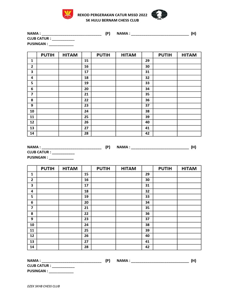 NOTASI CATUR 2022 | PDF