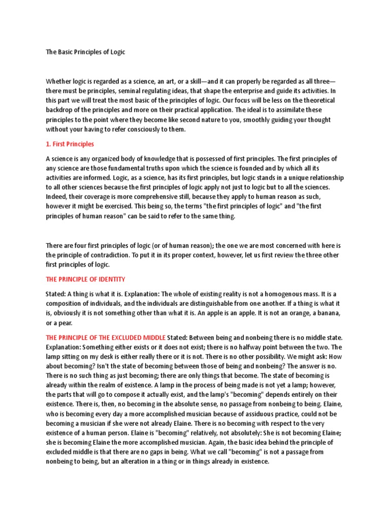 The Basic Principles of Logic | Download Free PDF | Contradiction | Logic